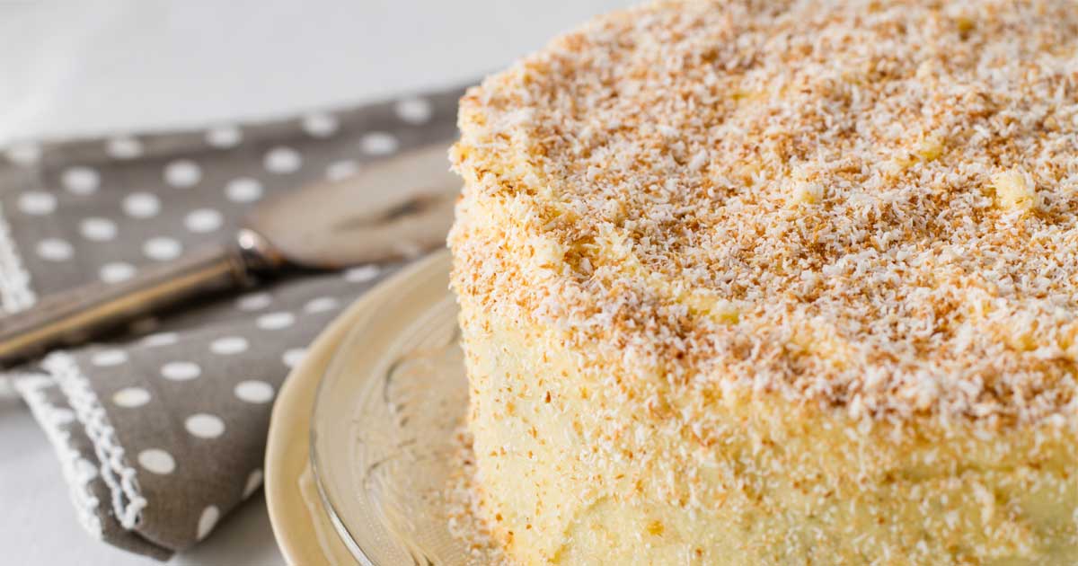 Coconut & Peach Cake | Rhodes Food Group